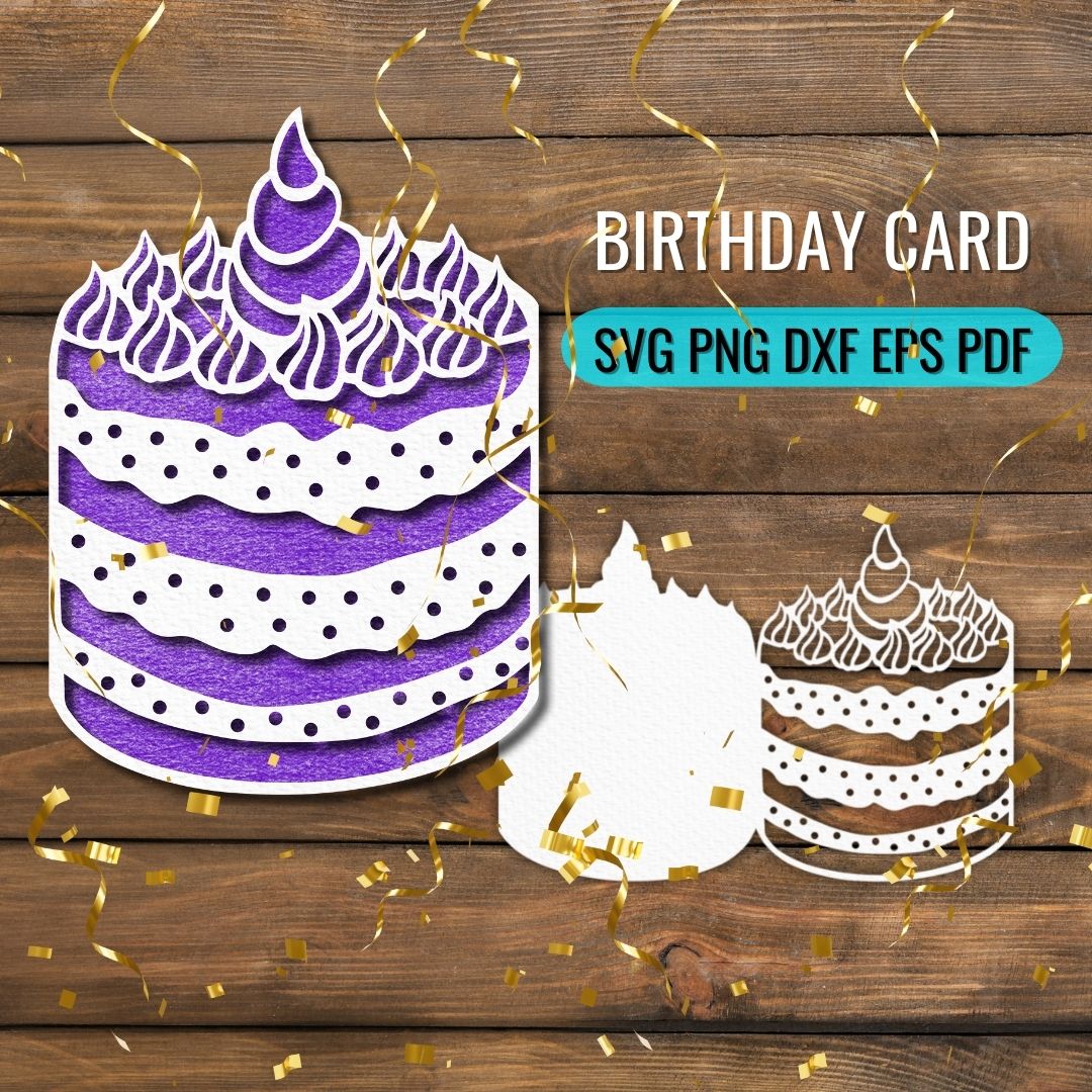 Birthday Cake Card Papercut SVG vector for instant download - Svg Ocean ...