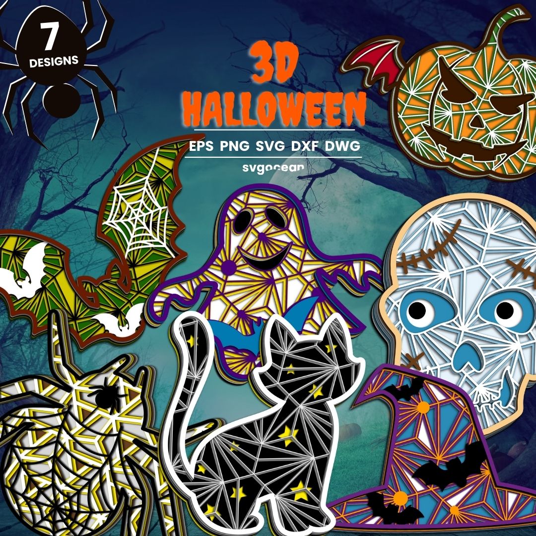Halloween 3D Svg Bundle vector for instant download - Svg Ocean — svgocean