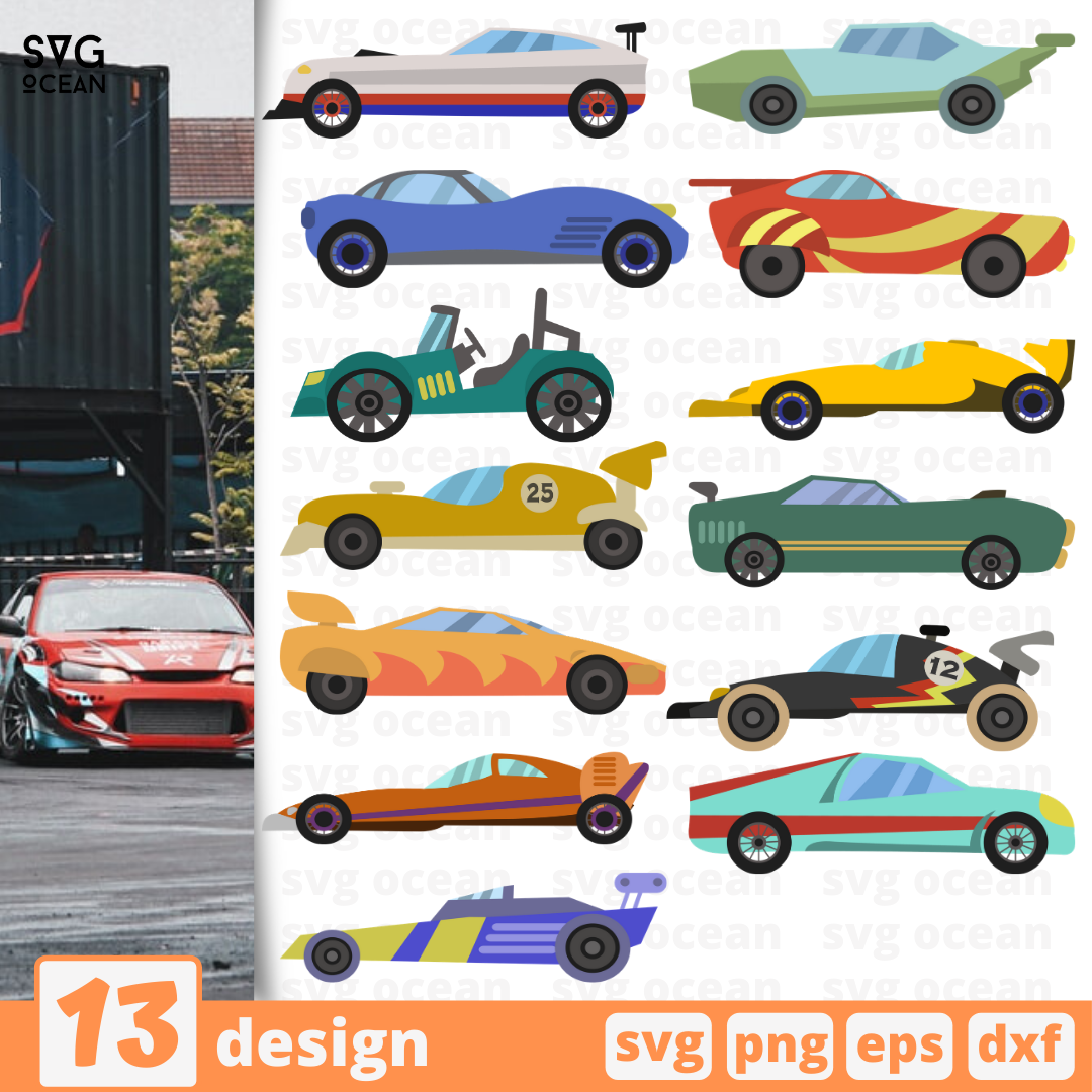 Racing cars SVG bundle vector for instant download - Svg Ocean — svgocean