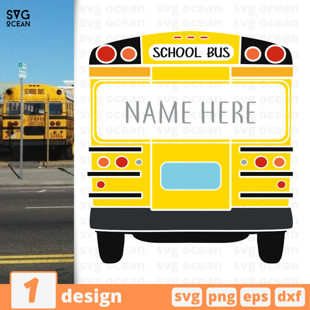 School bus monogram SVG bundle vector for instant download - Svg Ocean ...
