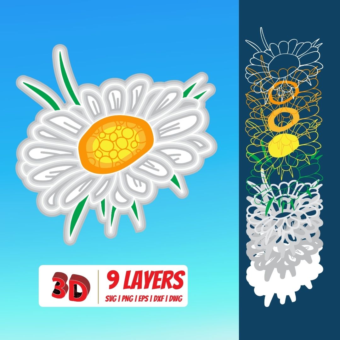 3D Chamomile SVG Cut File vector for instant download - Svg Ocean ...