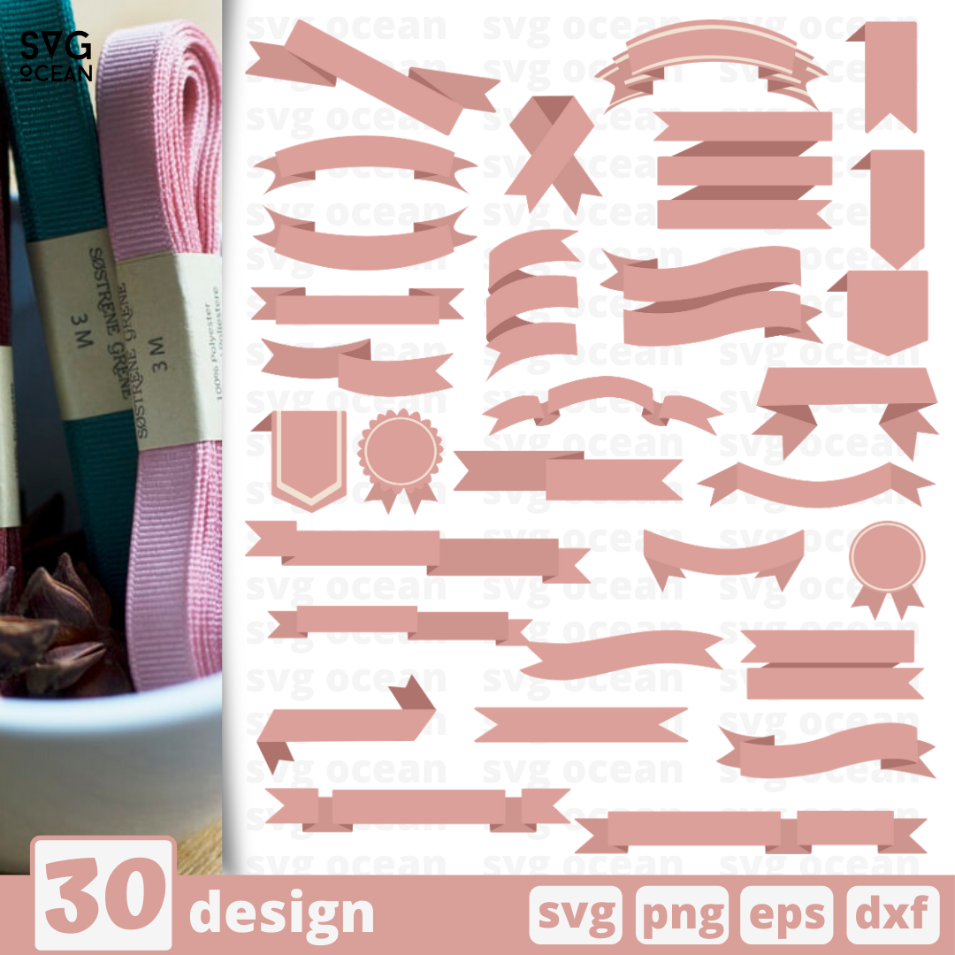 Ribbon SVG bundle vector for instant download - Svg Ocean — svgocean