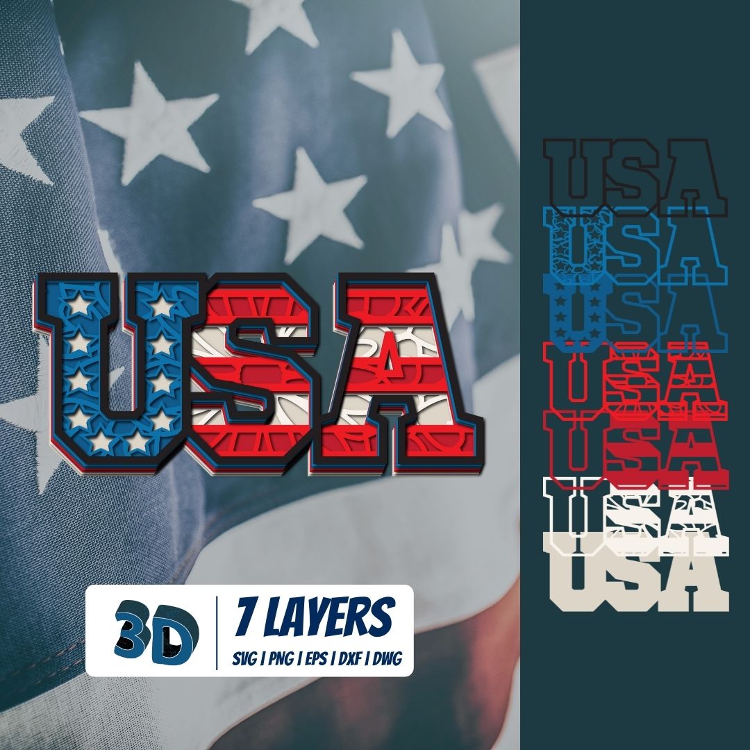 3D USA SVG vector for instant download - Svg Ocean — svgocean