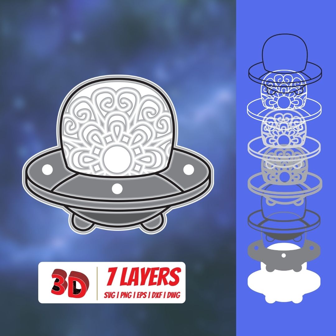 3D Flying saucer SVG Cut File vector for instant download - Svg Ocean ...