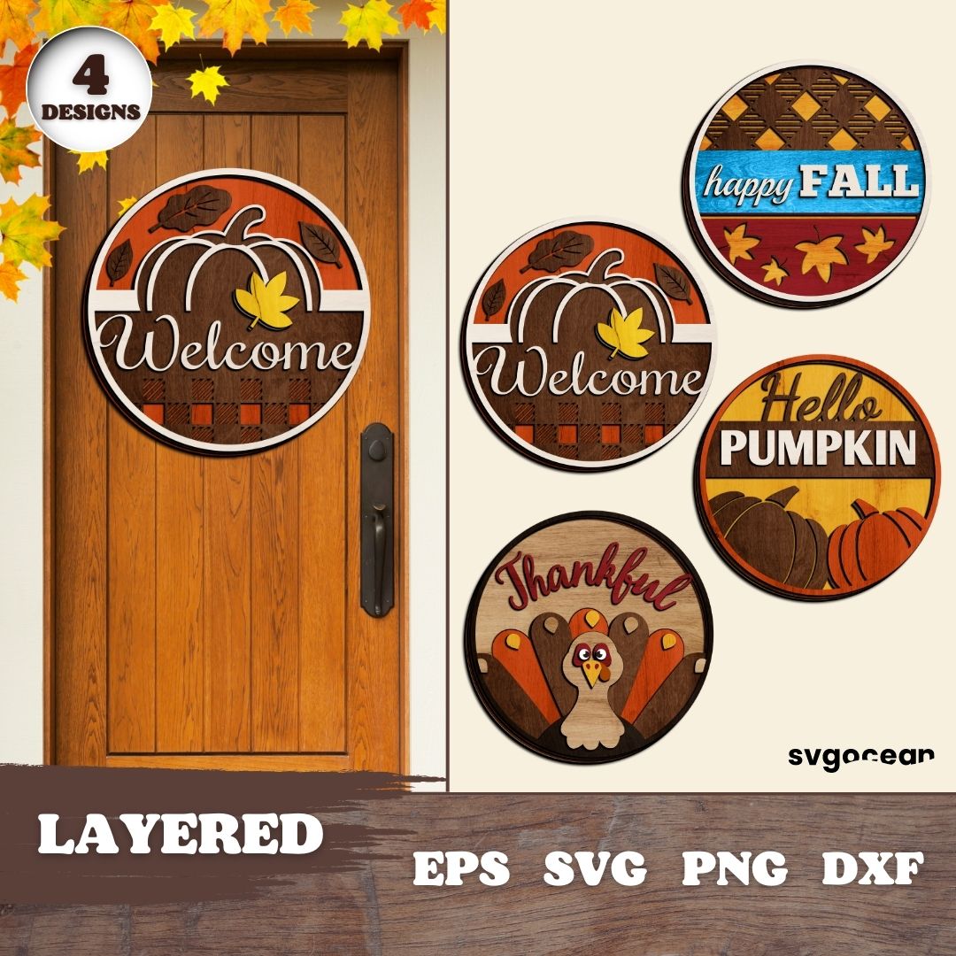 Fall Round Signs Svg Bundle vector for instant download - Svg Ocean ...