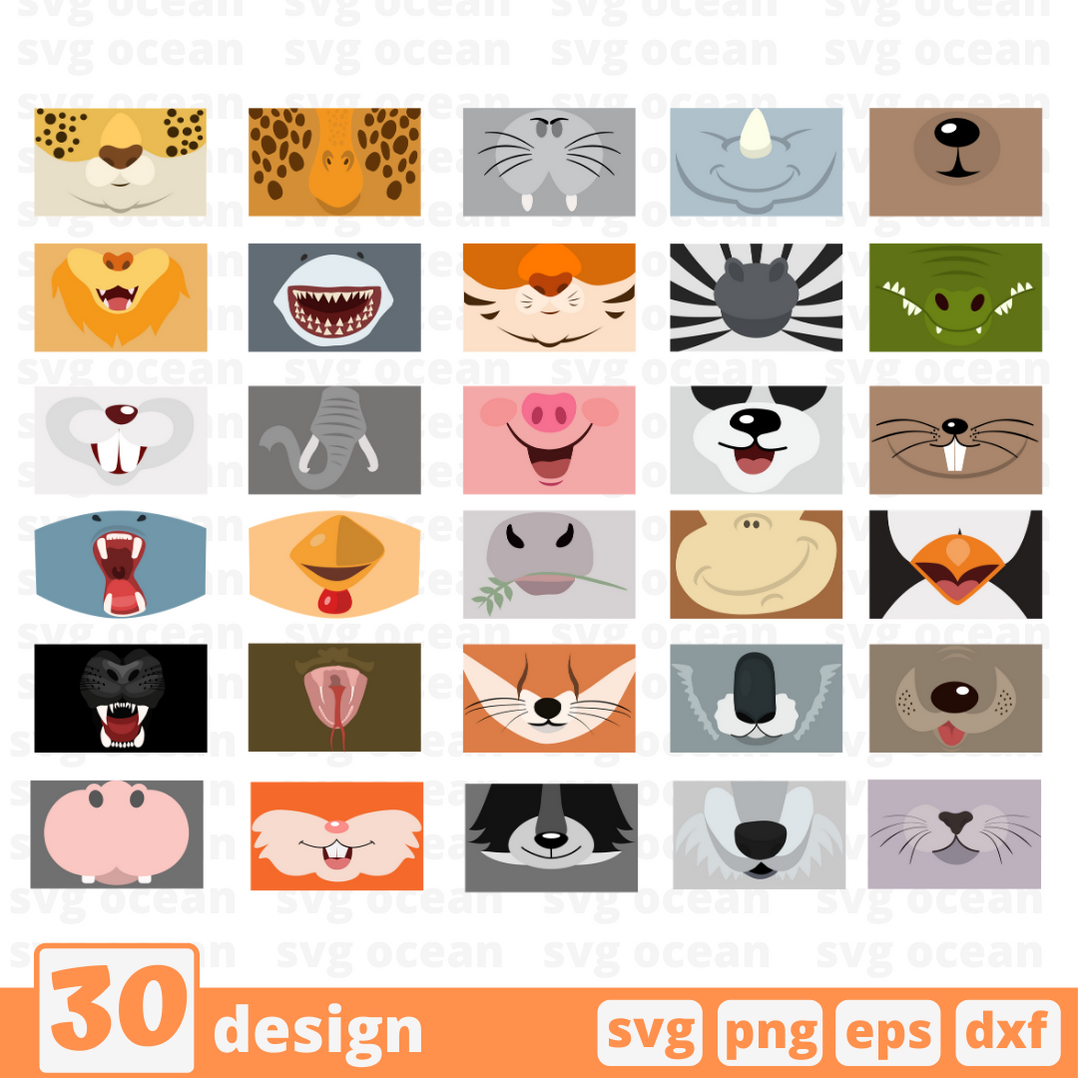 Funny animal face mask vector pattern for instant download - Svg Ocean ...