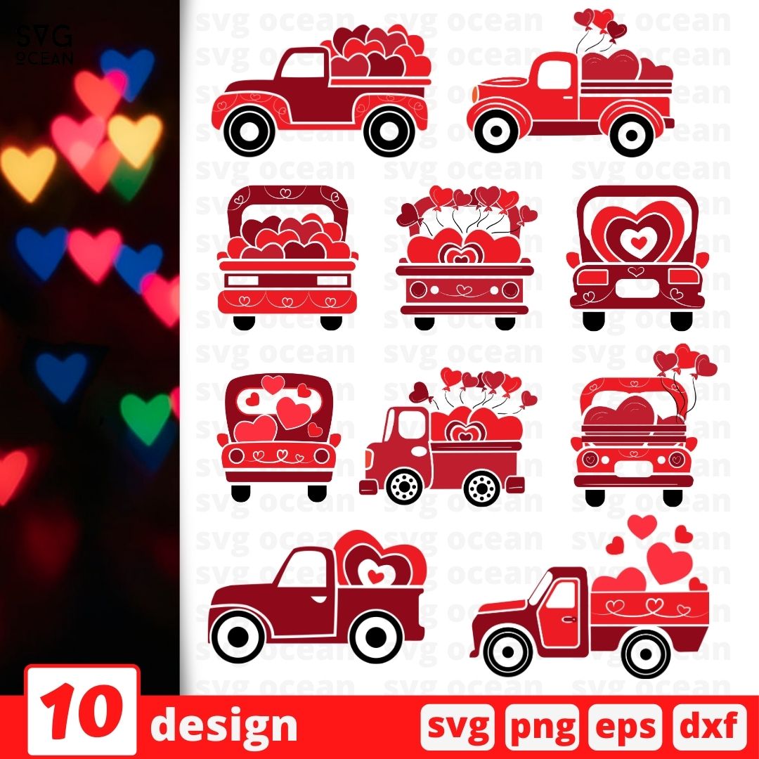 Valentines Day Truck SVG Bundle vector for instant download - Svg Ocean ...