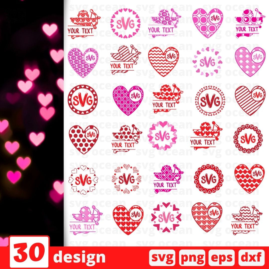 Valentine monogram SVG Bundle vector for instant download - Svg Ocean ...