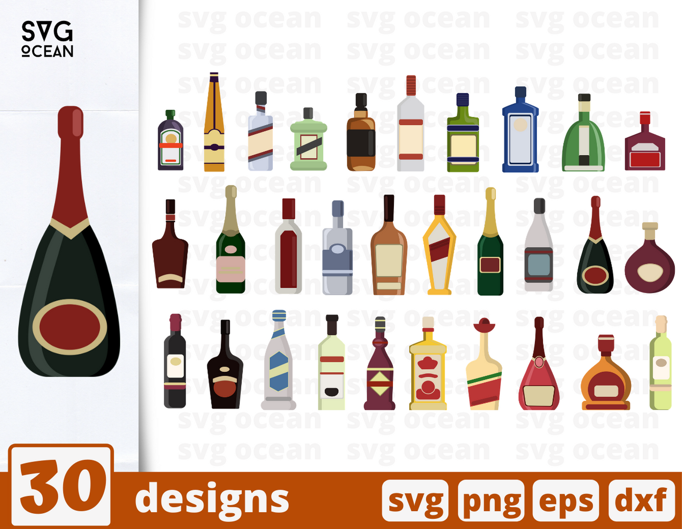 Alcohol bottles SVG bundle vector for instant download - Svg Ocean ...