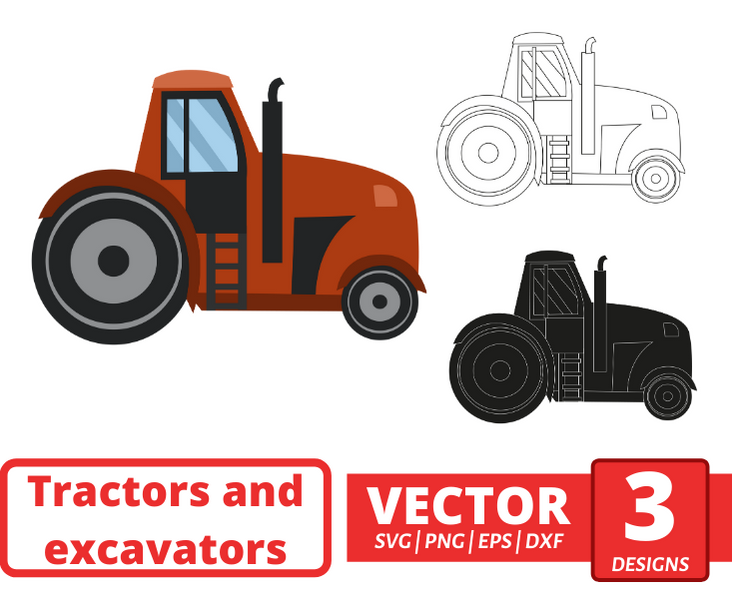 Tractors and Excavators SVG bundle - Tractors cricut - Tractors vector ...