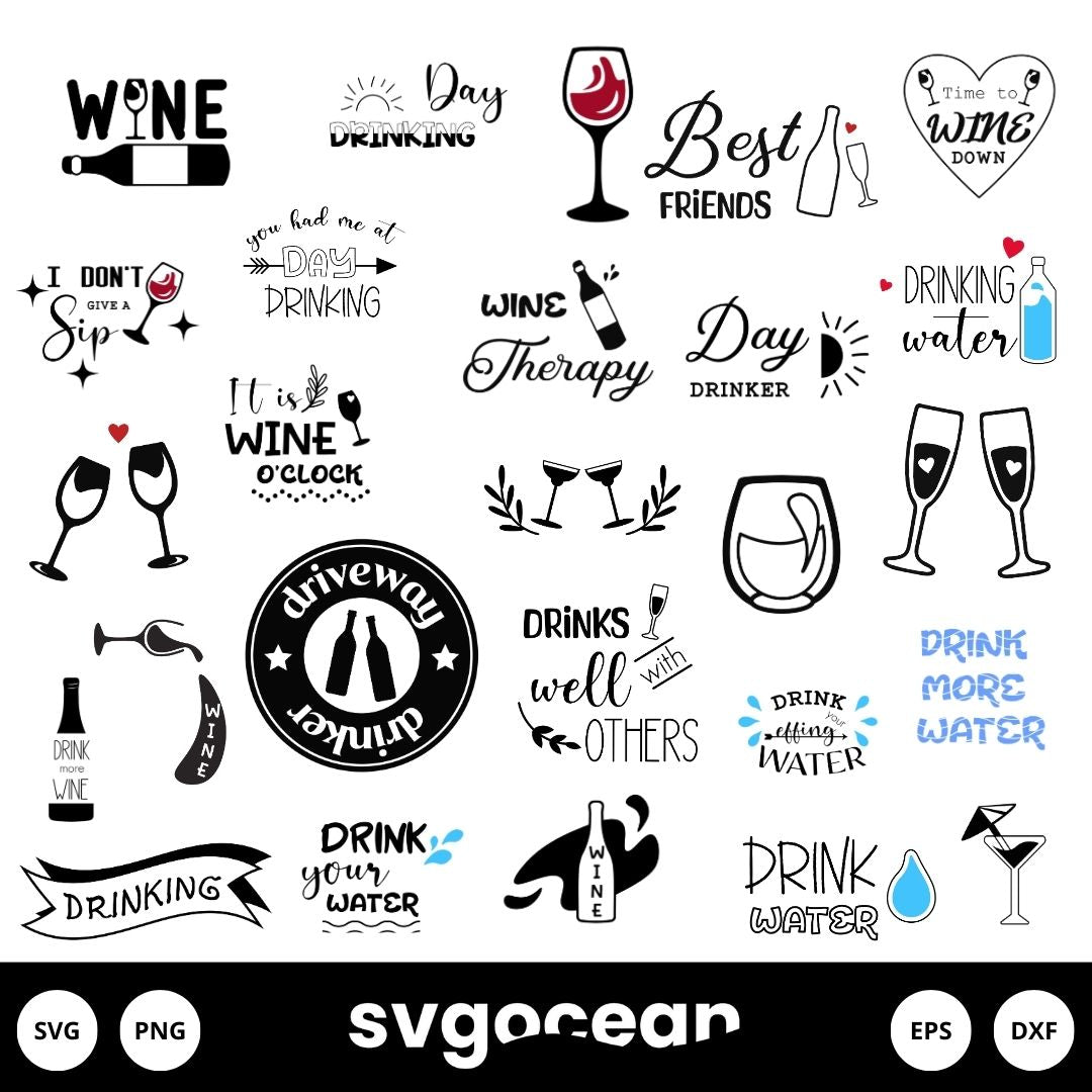 Drinking Svg Bundle vector for instant download - Svg Ocean — svgocean