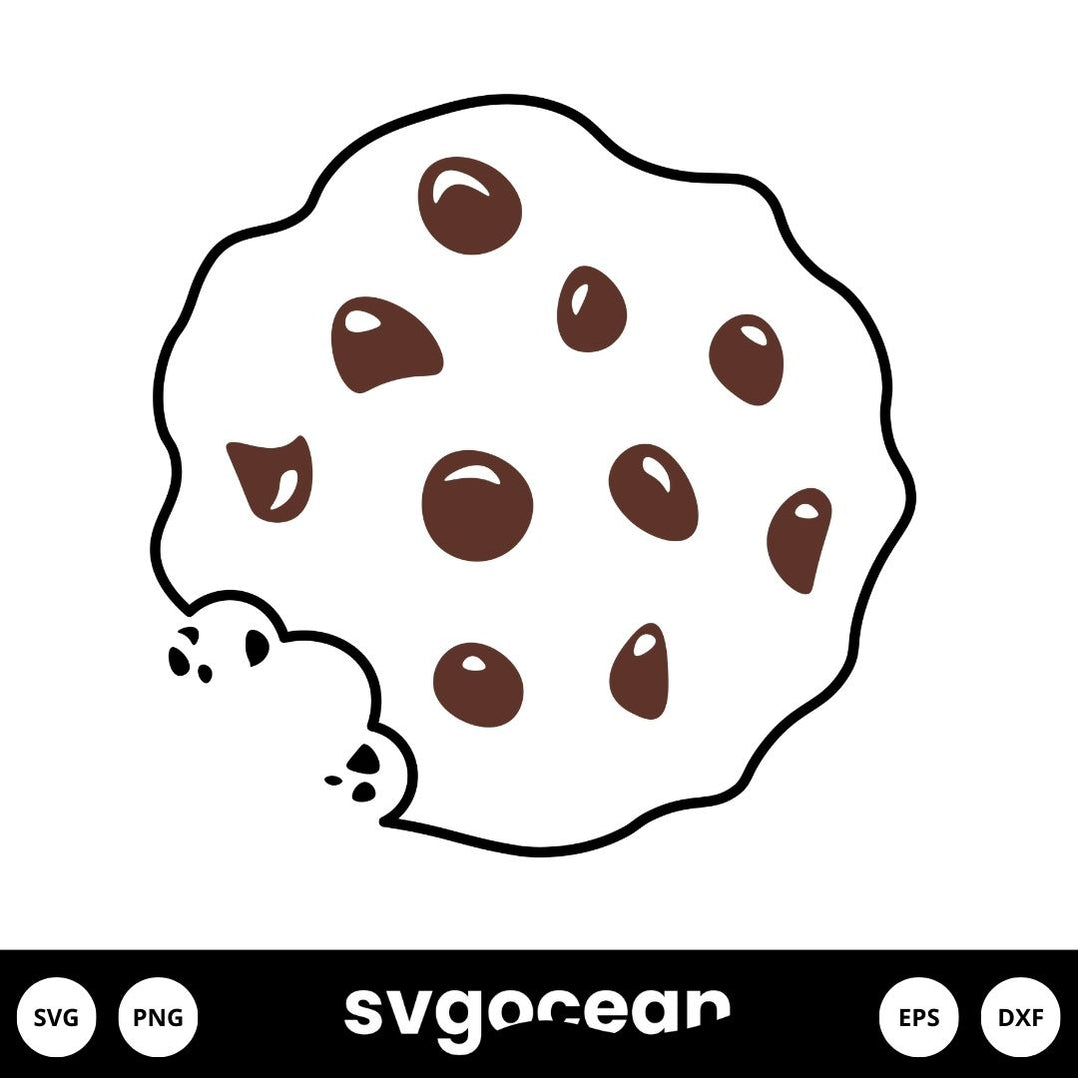 Chocolate Chip Cookie SVG vector for instant download - Svg Ocean ...